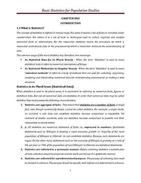 Chapter 1 Basic Stat Chapter One Introduction 1 What Is Statistics The Concept Of