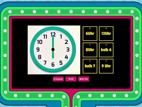 Die Uhrzeit Volle Und Halbe Stunden Gameshow Quiz