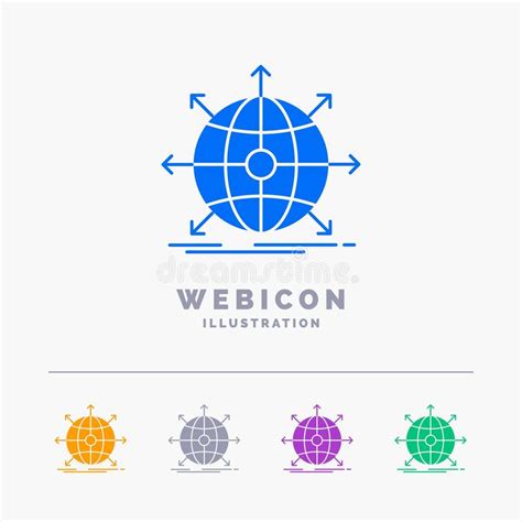 Business Global International Network Web 5 Color Glyph Web Icon Template Isolated On White