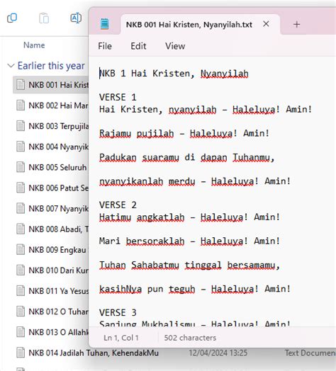 Database Notepad Lagu Nkb