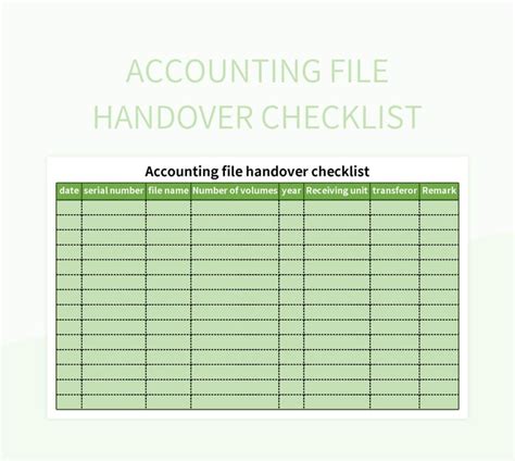 Accounting File Handover Checklist Excel Template And Google Sheets