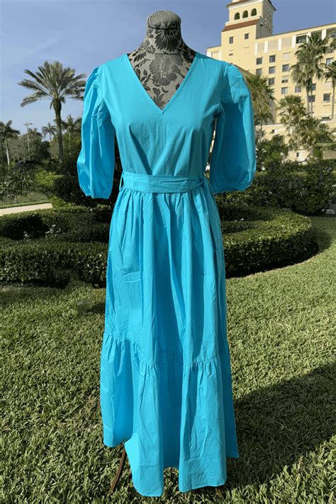 Maude Cotton Maxi Dress In Aqua Mildred Hoit