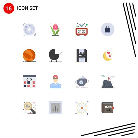 16 User Interface Flat Color Pack Of Modern Signs And Symbols Of Play Ball Clock Symbols Ancient