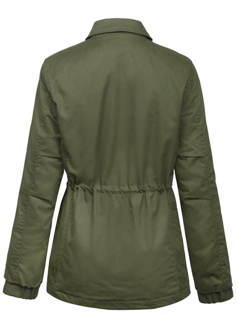 Womens Fully Lined Zip Up Anorak Jacket Detachable Faux Fur Trim Kogmo