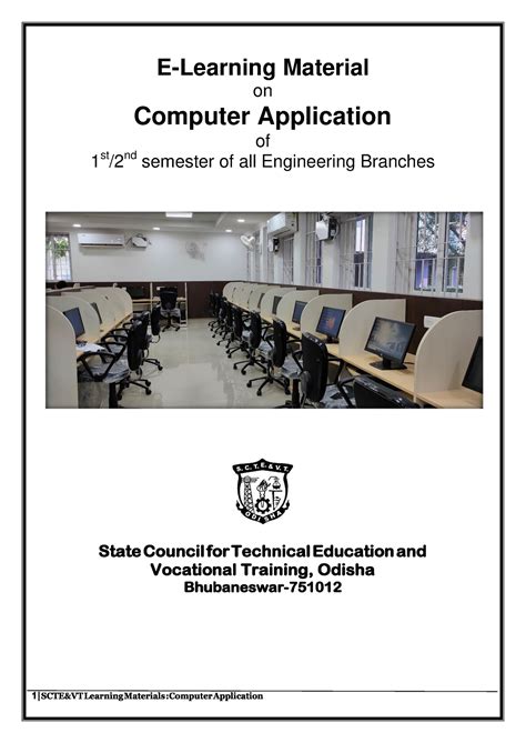 Computer Application 1st Yr Lm E Learning Material On Computer Application Of 1 St Nd
