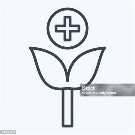 아이콘 약초 의료 전문 기호와 관련이 있습니다 선 스타일 심플한 디자인 일러스트레이션 개념에 대한 스톡 벡터 아트 및 기타