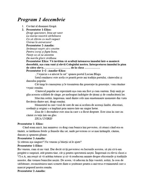 Program 1 Decembrie Pdf