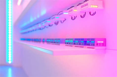 Data Center With Vibrant Pink And Blue Lighting Visualizing Modern Network Management Secure