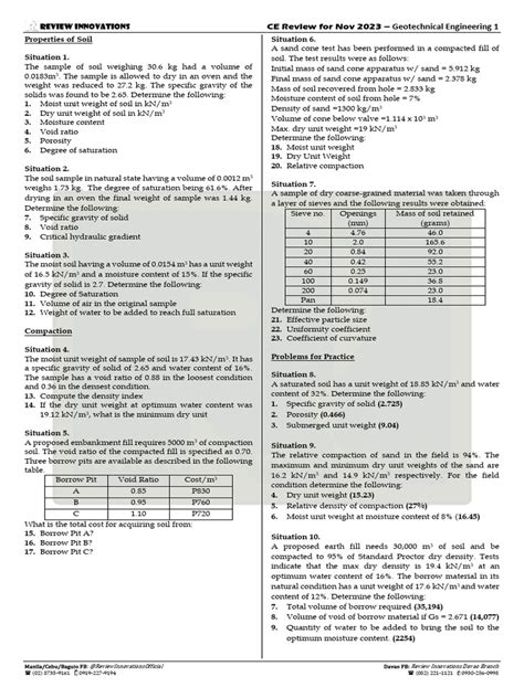 Geotech 1 Pdf Density Soil