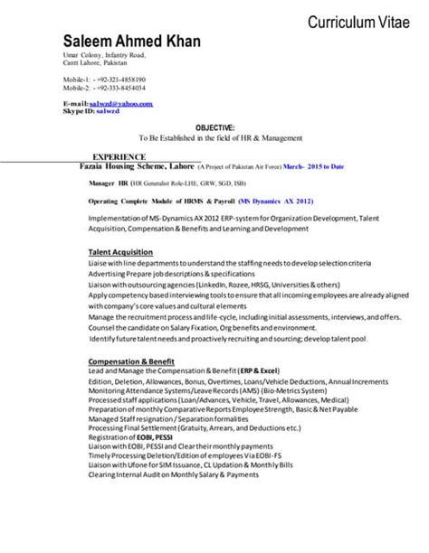 Saleem Ahmed Khan Manager Hr Hr Generalist Pdf