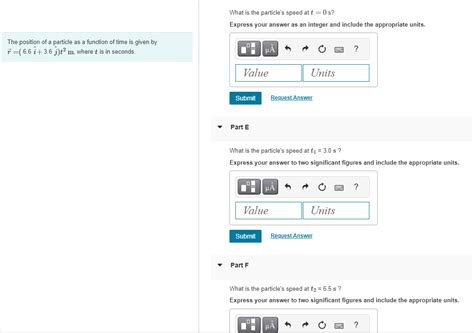 Solved What Is The Particle S Speed At T 0 S Express Your Chegg Com