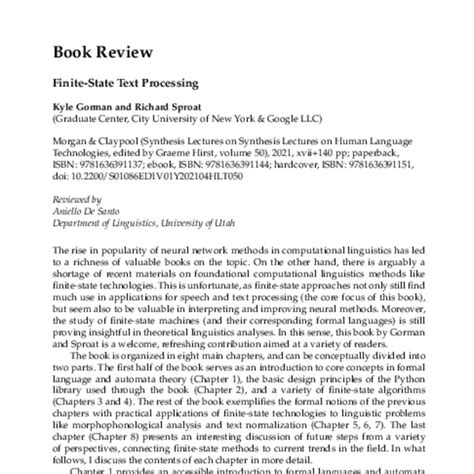 Finite State Text Processing Acl Anthology