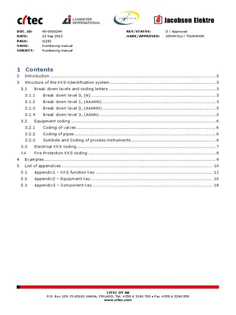 Kks Component Coding Manual 40 0000294 D 002 Pdf Pdf Instrumentation Valve