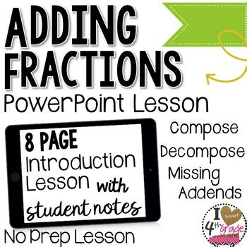 Adding Fractions PowerPoint Lesson Distance Learning By I HEART Th Grade