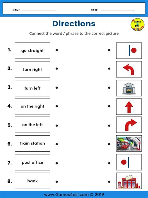 directions worksheet matching worksheet pdf pdf