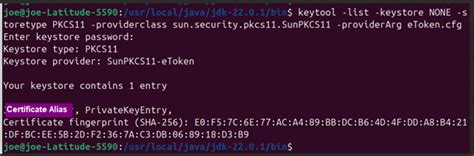 Jarsigner Signing With A Token On Linux