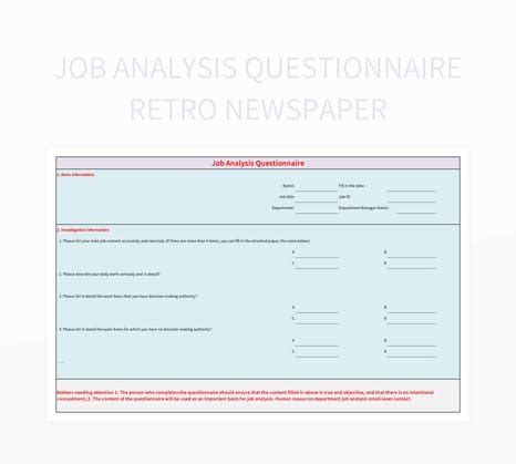 Free Job Analysis Templates For Google Sheets And Microsoft Excel Slidesdocs