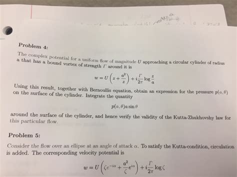 solved the complex potential for a uniform flow of