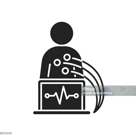 심전도 검정색 글리프 아이콘 환자의 심장 상태를 확인하기위한 의료 기기 웹 페이지 모바일 앱 프로모션을 위한 그림 윤곽선 0명에