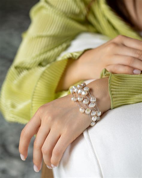 Bracelet Beaded With Freshwater Pearls Unique Piece Of Jewelry