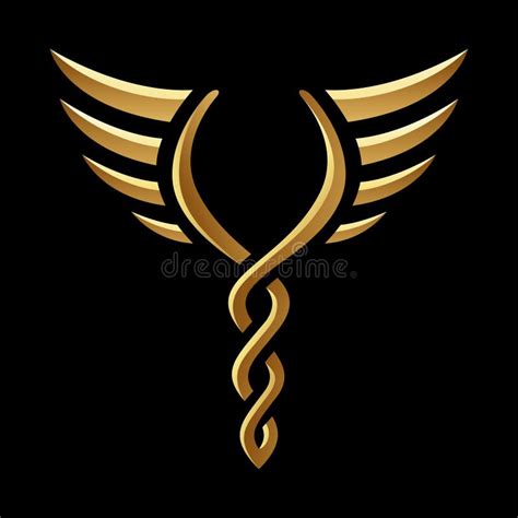 Golden Twisted Torch With Wings On Black Background Stock Vector