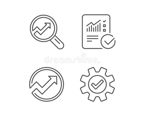 Analysis Line Icons Chart Report And Service Stock Vector Illustration Of Isolated Vector