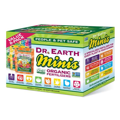 Dr Earth Organic And Natural Minis Fertilizer Value Pack 8 1 Lbs