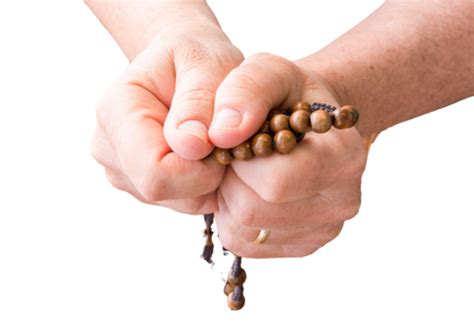 Woman With Rosary Beads Rosary Isolated Christian Fist Catholic Wood