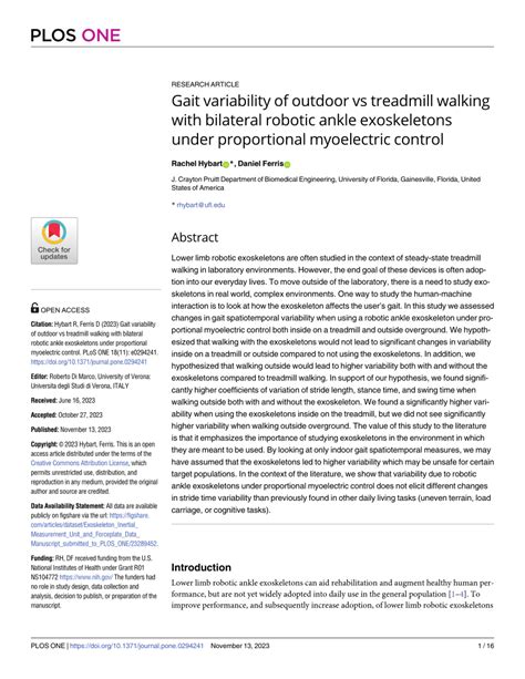 Pdf Gait Variability Of Outdoor Vs Treadmill Walking With Bilateral