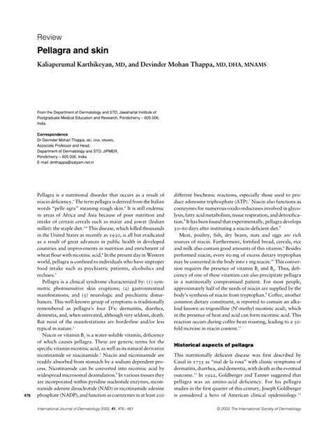 Pdf Pellagra And Skin