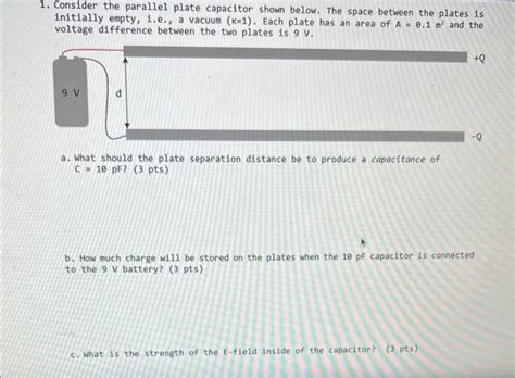 Solved 1 Consider The Parallel Plate Capacitor Shown Below Chegg