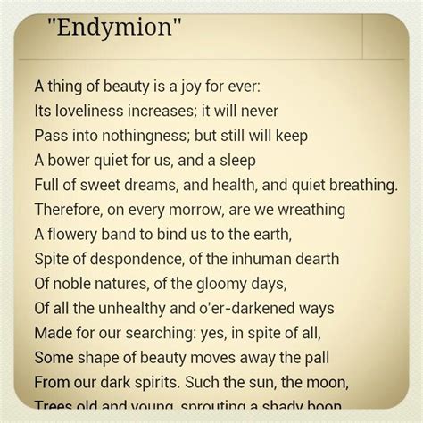 Poem For Endymion By John Keats