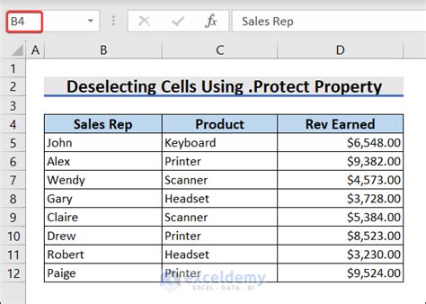 How To Deselect In Excel Vba 7 Methods Exceldemy