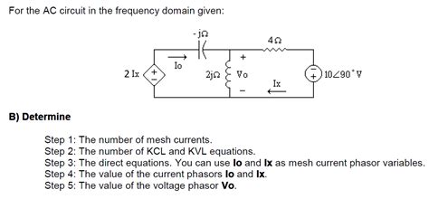 solved for the ac circuit in the frequency domain given 12