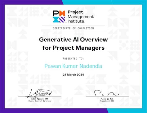 🎓 Completed Generative Ai For Project Managers Course By Pmi 🎓 Pawan