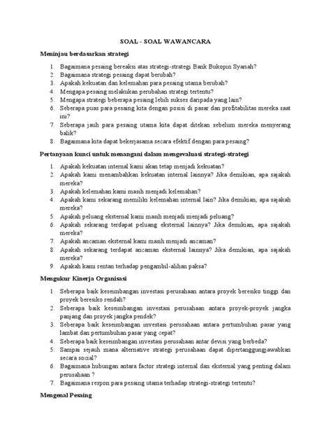 Soal Wawancara Magang Pdf