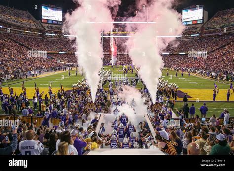 November 18 2023 The Lsu Football Team Takes The Field Prior To Ncaa