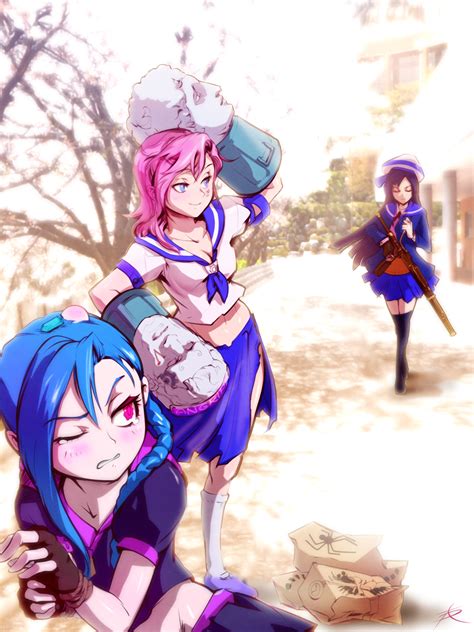 Jinx Caitlyn And Vi League Of Legends Drawn By Phantomixrow