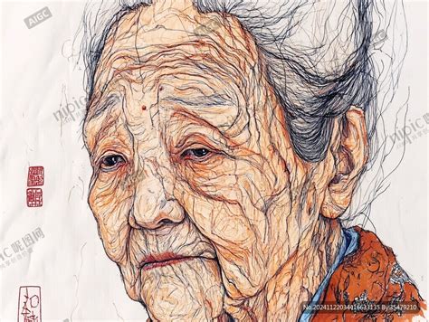 Ai创作图原创人物画 慈寿稀龄 眉寿古稀 仿真手绘人物画 手绘原创人像 耄寿齐眉 纯手工绘制 人物肖像画 手绘人物画 特色人物绘画 手绘肖像