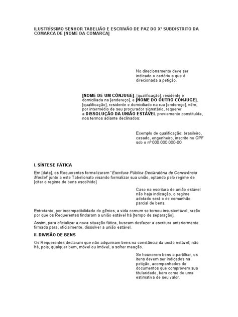Acordo Extrajudicial De Dissolução De União Estavel Pdf União