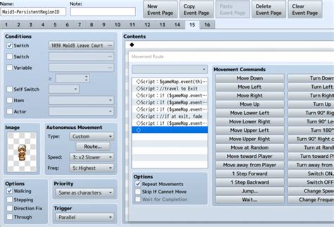Movement Route Script Problem Pls Help Rpg Maker Forums