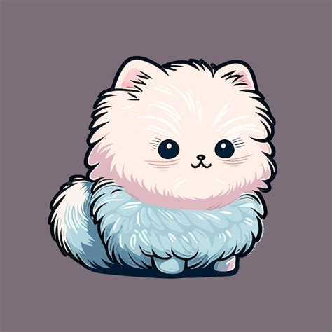 Un Dessin Animé D un Chat Blanc Aux Yeux Bleus Est Assis Sur Un Fond