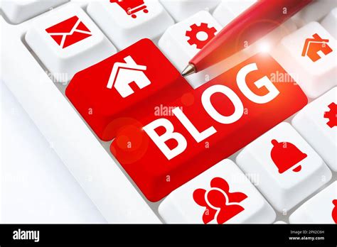 Hand Writing Sign Blog Business Showcase A Regularly Updated Website Web Page Written In