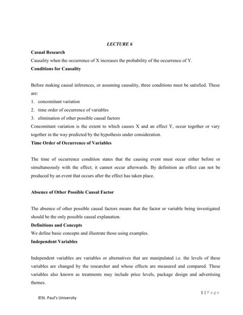 Lecture 6 Casual Research Causality When The Occurrence Of X