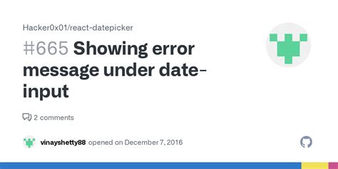 Showing Error Message Under Date Input Issue Hacker X React