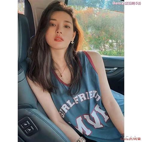 Gala好質量 2022夏季韓版泫雅風甜系斬男球衣印花背心女寬松中長款無袖上衣潮 蝦皮購物