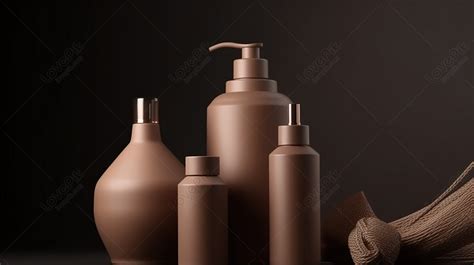 제품 디스플레이 연단이 있는 갈색 배경 3d 화장품 병 모형 화장 배경 연단 배경 빈 벽 배경 이미지 Hd 화장 연단