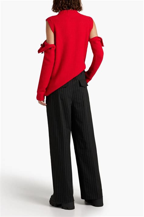 GANNI Pinstriped Twill Wide Leg Pants THE OUTNET