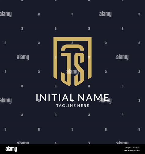 JS Logo Initial With Geometric Shield Shape Design Style Vector Graphic