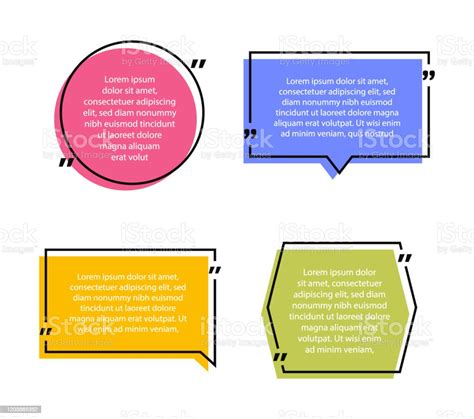 슈퍼 다른 모양 기하학적 문자 메시지 상자를 설정합니다 컬러 견적 상자 음성 거품입니다 현대 플랫 스타일 벡터 일러스트레이션 Brand Name Online